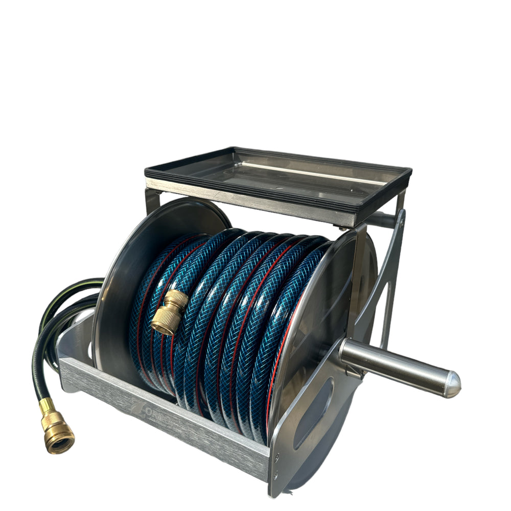OZFLEX Garden Hose with ZORRO Mountable Ss Reel with Shelf Bundle 12mm ...