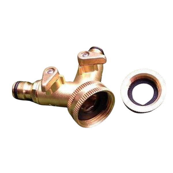 Brass Dual Tap Outlet with Shut Off Valves 12mm - Hose Factory