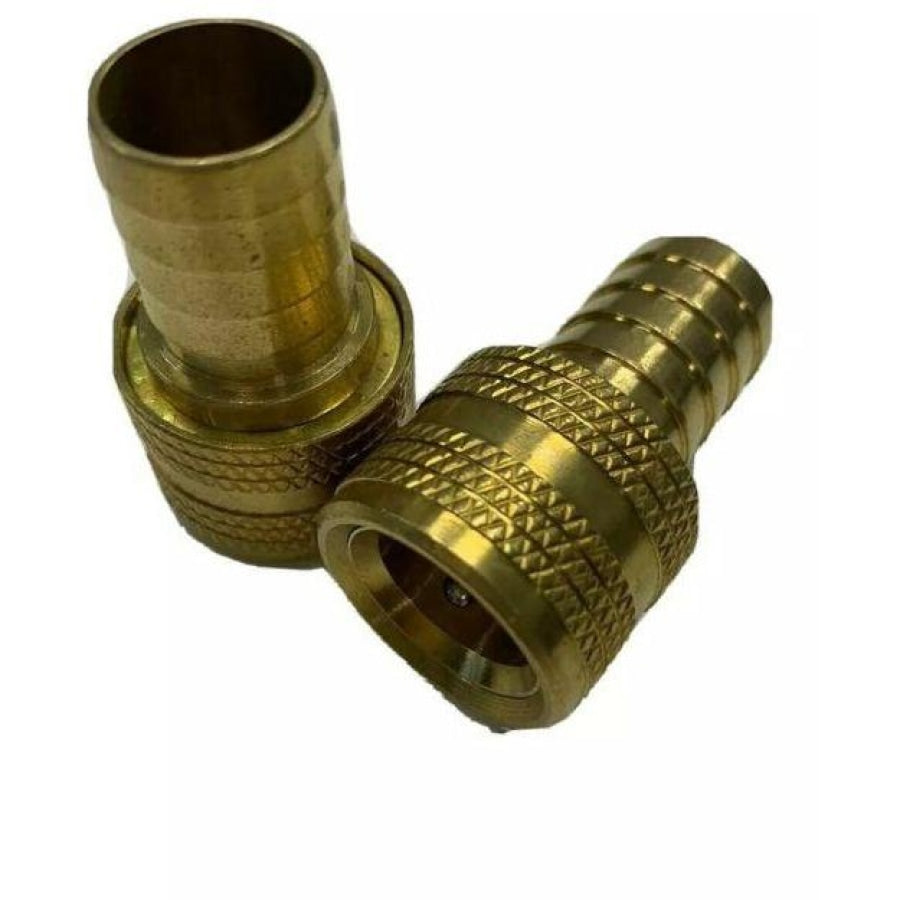 Brass 12mm Snap on to 18mm Barb Hose Connector (Qty 2) - Hose Factory