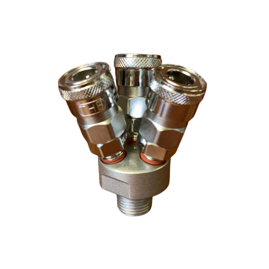 Hose Factory Nitto Style 3 Way Splitter Coupler 1/2” Male BSB Air Tool
