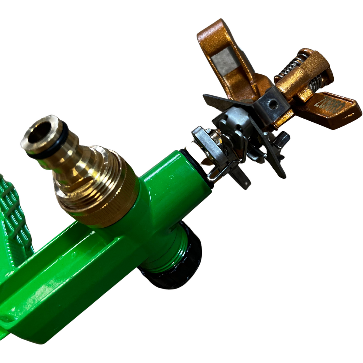 ZORRO Brass Impact Sprinkler with Heavy-Duty Step Spike - Hose Factory